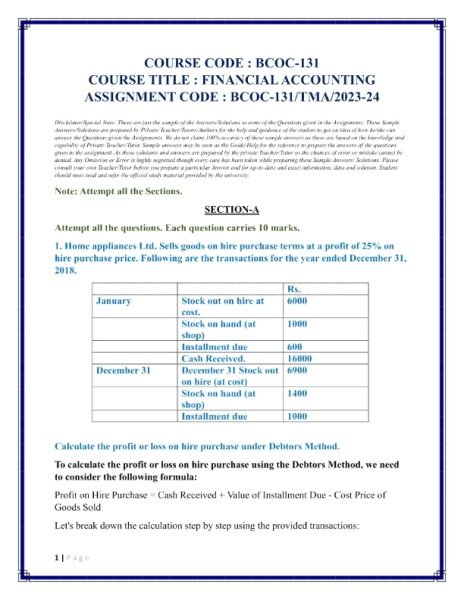 IGNOU BCOC-131 Solved Assignment 2023-24 English Medium - IGNOU Solved ...