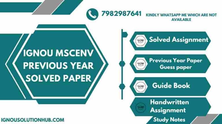 IGNOU MSCENV Previous Year Solved Paper - IGNOU Solved Assignment