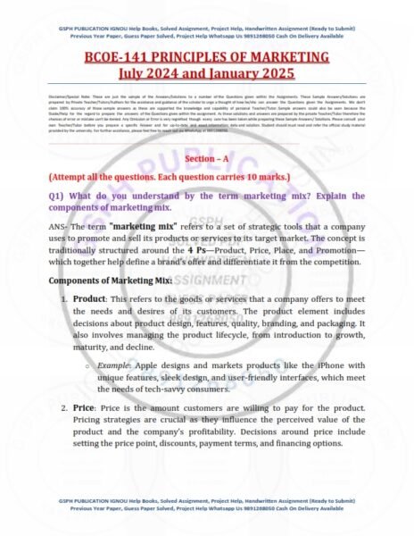 IGNOU BCOE-141 Solved Assignment 2024-25 English Medium - IGNOU Solved Assignment