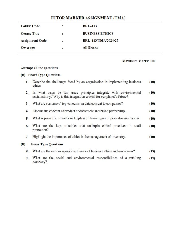 IGNOU BRL-113 Solved Assignment 2024-25 English Medium - IGNOU Solved ...