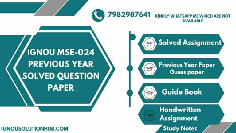 IGNOU MSE-024 Previous Year Solved Question Paper - IGNOU Solved Assignment 2024-25 Download Pdf