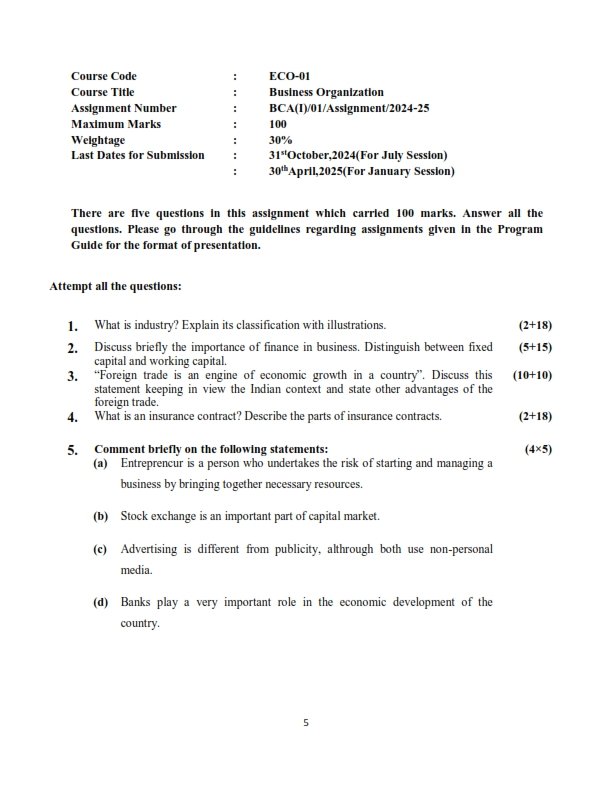 IGNOU ECO-01 Solved Assignment 2024-25 English Medium - IGNOU Solved Assignment