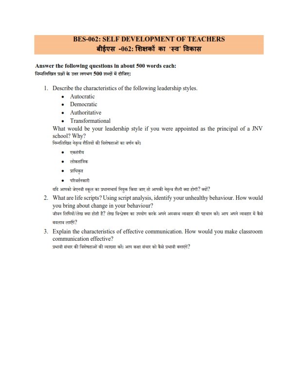 IGNOU BES-062 Solved Assignment 2025 Hindi Medium - IGNOU Solved Assignment 2024-25 Download Pdf