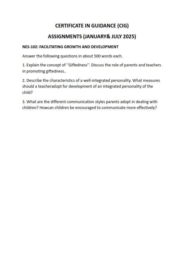 IGNOU NES-102 Solved Assignment 2025 English Medium - IGNOU Solved ...