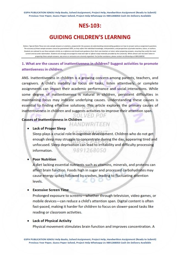 IGNOU NES-103 Solved Assignment 2025 English Medium - IGNOU Solved Assignment