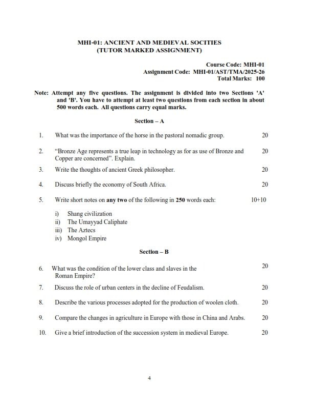 IGNOU MHI-01 Solved Assignment 2025-26 English Medium - IGNOU Solved Assignment