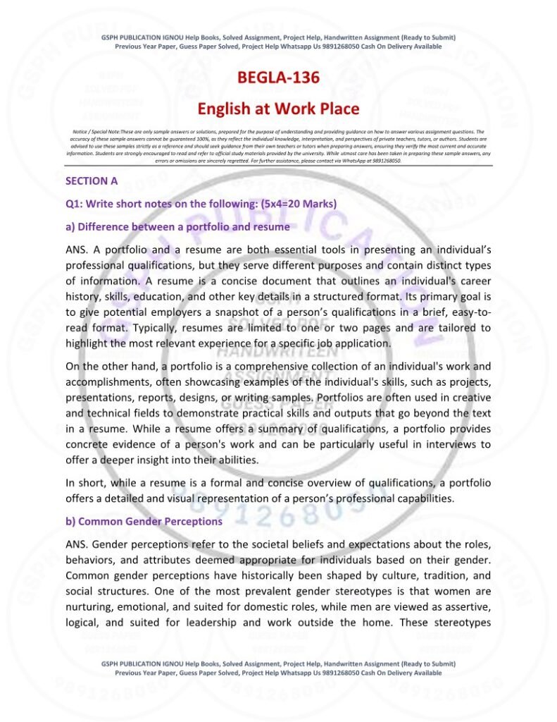 IGNOU BEGLA-136 Solved Assignment 2025-26 English Medium - IGNOU Solved ...