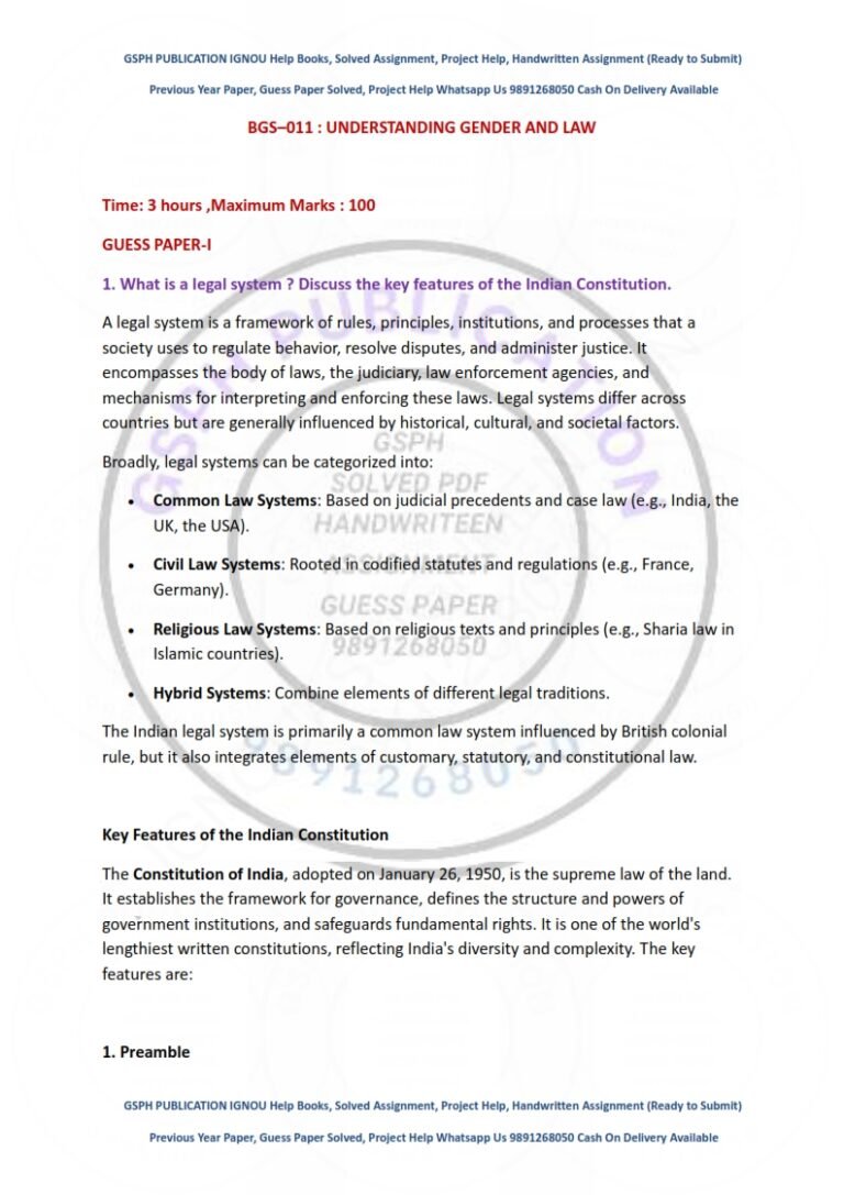 IGNOU BGS-11 Guess Paper Solved English Medium - IGNOU Solved Assignment