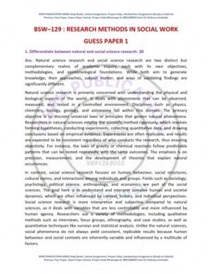 IGNOU BSWG Guess Paper Solved - IGNOU Solved Assignment
